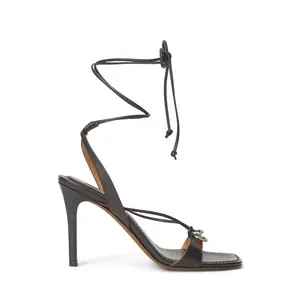 Ralph Lauren O-ring Leather Wrap Sandal - Black