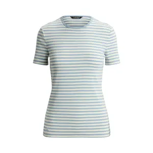 Ralph Lauren Striped Rib-knit Stretch Cotton Tee - Blue Note Multi