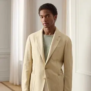 Ralph Lauren Hadley Hand-Tailored Herringbone Jacket Sand