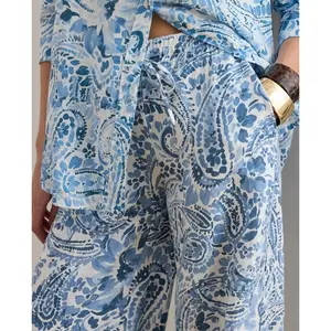 Ralph Lauren Paisley Linen Wide-leg Pants