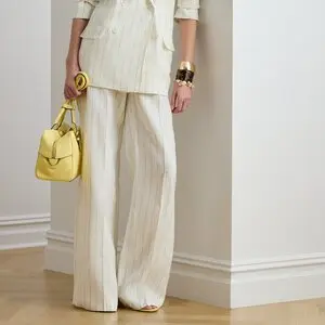 Ralph Lauren Striped Linen Wide-leg Pant - White/blue Multi