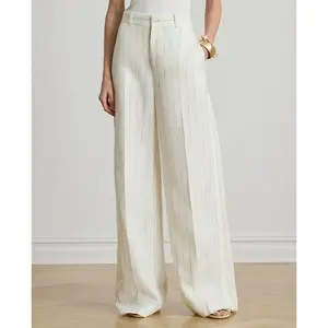 Ralph Lauren Striped Wide-leg Linen Pant
