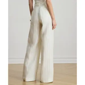 Ralph Lauren Striped Wide-leg Linen Pant