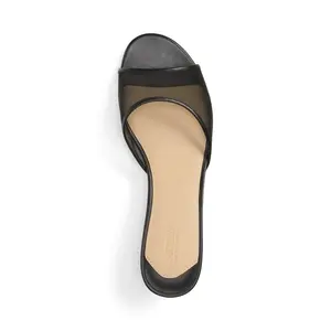 Ralph Lauren Francesca Leather & Mesh Mule Sandal - Black