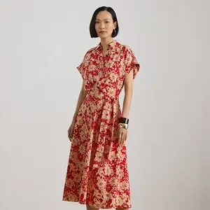Ralph Lauren Floral Belted Crepe Dress