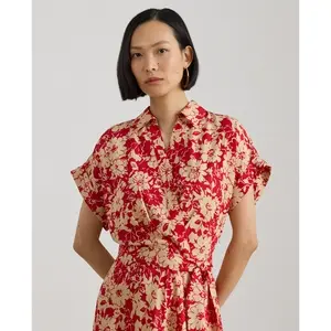 Ralph Lauren Floral Belted Crepe Dress