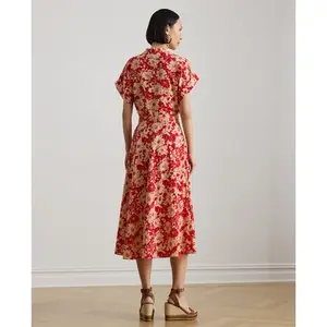 Ralph Lauren Floral Belted Crepe Dress