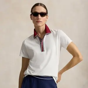 Ralph Lauren Tailored Fit Jersey Polo Shirt - White/garnet/navy