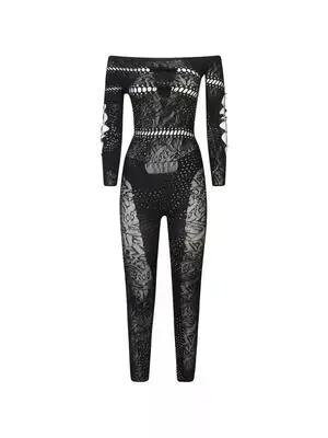POSTER GIRL Off-shoulder Lace Jumpsuit - Black