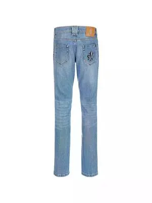 BILLIONAIRE Straight Leg Jeans With Leather Patch