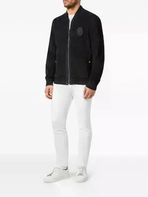 BILLIONAIRE Crest-patch Leather Jacket