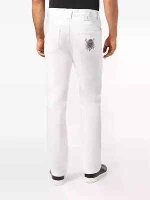 BILLIONAIRE Straight Leg Jeans With Crest Embroidery