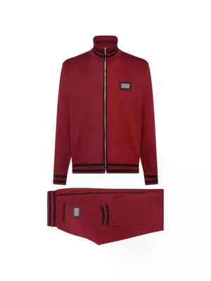 BILLIONAIRE Ribbed Striped Tracksuit Set - Red