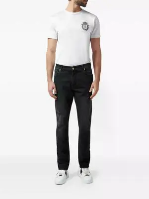 BILLIONAIRE Distressed Straight-leg Cotton Trousers