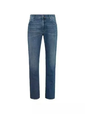 BILLIONAIRE Five-pocket Jeans With Eagle Embroidery - Blue