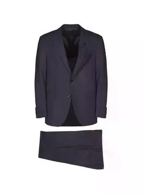 LARDINI Button Pinstripe Suit - Blue