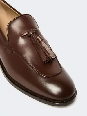 Max Mara Tasselled Leather Loafers - Cocoa