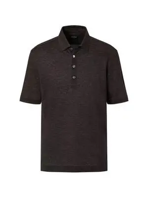 Zegna Dark Brown Oasi Lino Polo Shirt - Grey