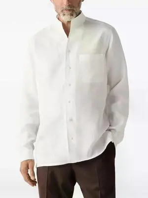Zegna Band-collar Chest-pocket Shirt