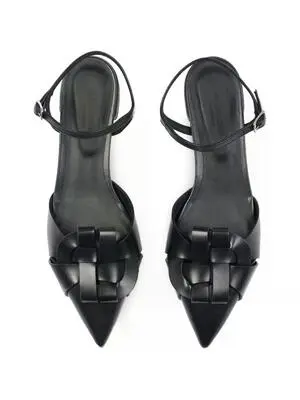 SCAROSSO Amanda Woven Pointed Pumps - Black