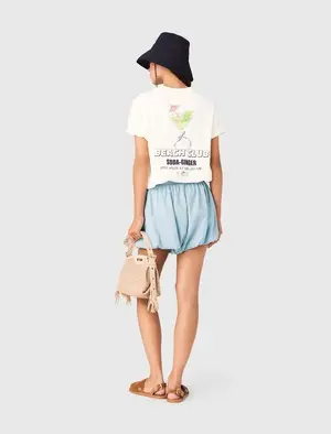 Maje Cotton T-shirt With Graphic Back Print