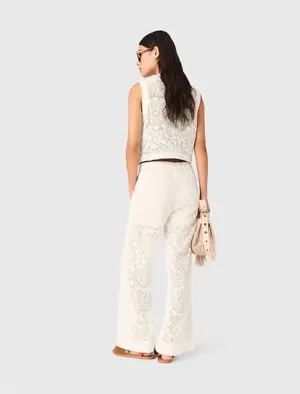 Maje Guipure Lace Waistcoat - Ecru