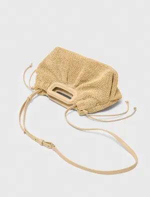 Maje Milpli Bouclé Effect Clutch Bag - Sand