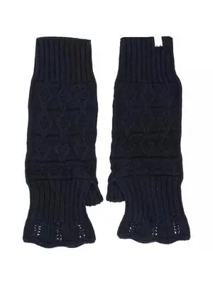 ANTIPAST Knit Patch-detail Fingerless Gloves - Blue