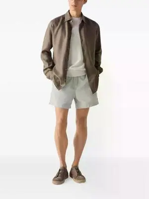 Zegna Striped Swim Trunks - White