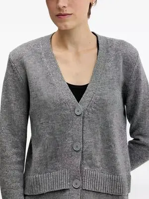 Sisley Button-down V-neck Cardigan - Grey