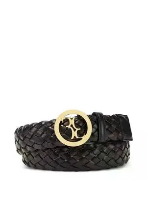 BILLIONAIRE Braided Leather Belt With Logo Buckle