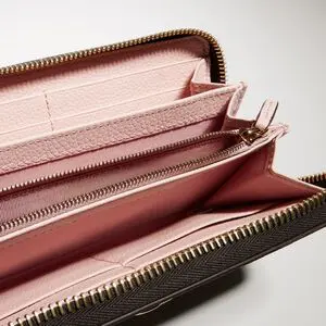 Gucci Bi-color Gg Marmont Zip Around Wallet Leather - Brown