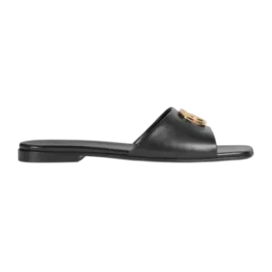 Gucci Double G Leather Slide Sandal - Black