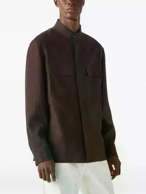 Zegna Oasi Lino Mandarin-collar Overshirt