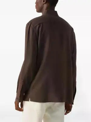 Zegna Oasi Lino Mandarin-collar Overshirt
