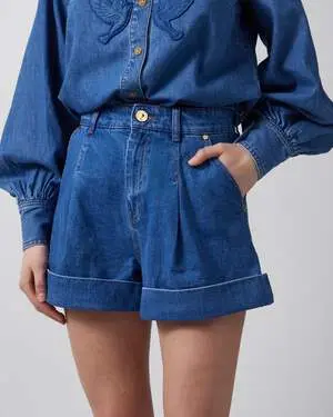 Zimmermann Denim Tailored Shorts - Light Blue