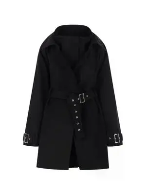 PETRA Belt-fastening Coat - Black