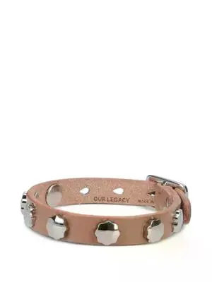 Our Legacy Studded Leather Bracelet - Neutrals