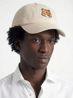 Maison Kitsuné Baseball Cap With Fox Head Logo - Beige