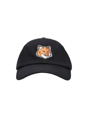 Maison Kitsuné Baseball Cap With Fox Head Logo - Black