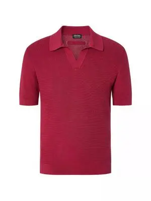 Zegna Textured Polo Shirt - Red