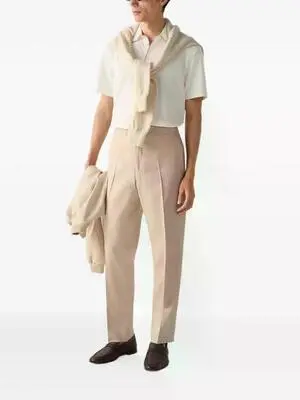 Zegna Cotton And Silk Polo Shirt - Neutrals