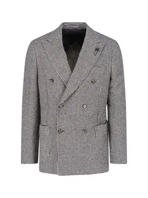 KAPTAIN SUNSHINE Double-breasted Blazer In Wool Blend - Gray