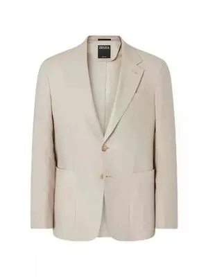 Zegna Single-breasted Patch-pocket Blazer - Neutrals