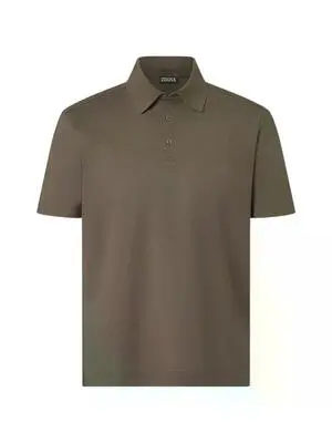 Zegna Dark Taupe Cotton Polo Shirt - Brown