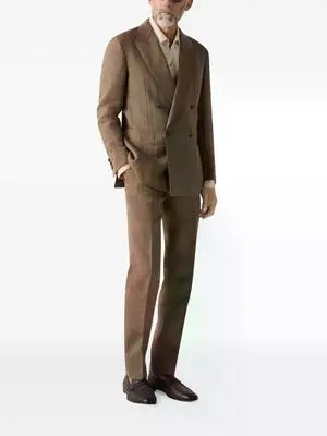 Zegna Striped Oasi Lino Trousers - Brown