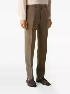 Zegna Striped Oasi Lino Trousers - Brown