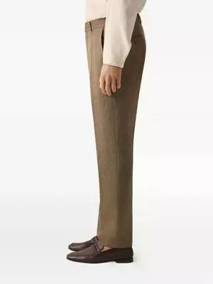Zegna Striped Oasi Lino Trousers - Brown