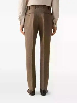 Zegna Striped Oasi Lino Trousers - Brown