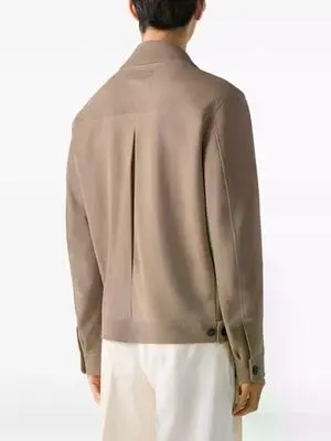 Zegna Buttoned Leather Blouson - Neutrals